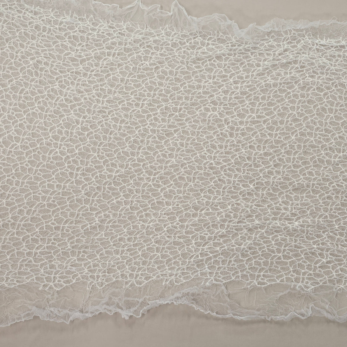 Elastic Crushed Tulle Off White | Silk World Premium Fabrics