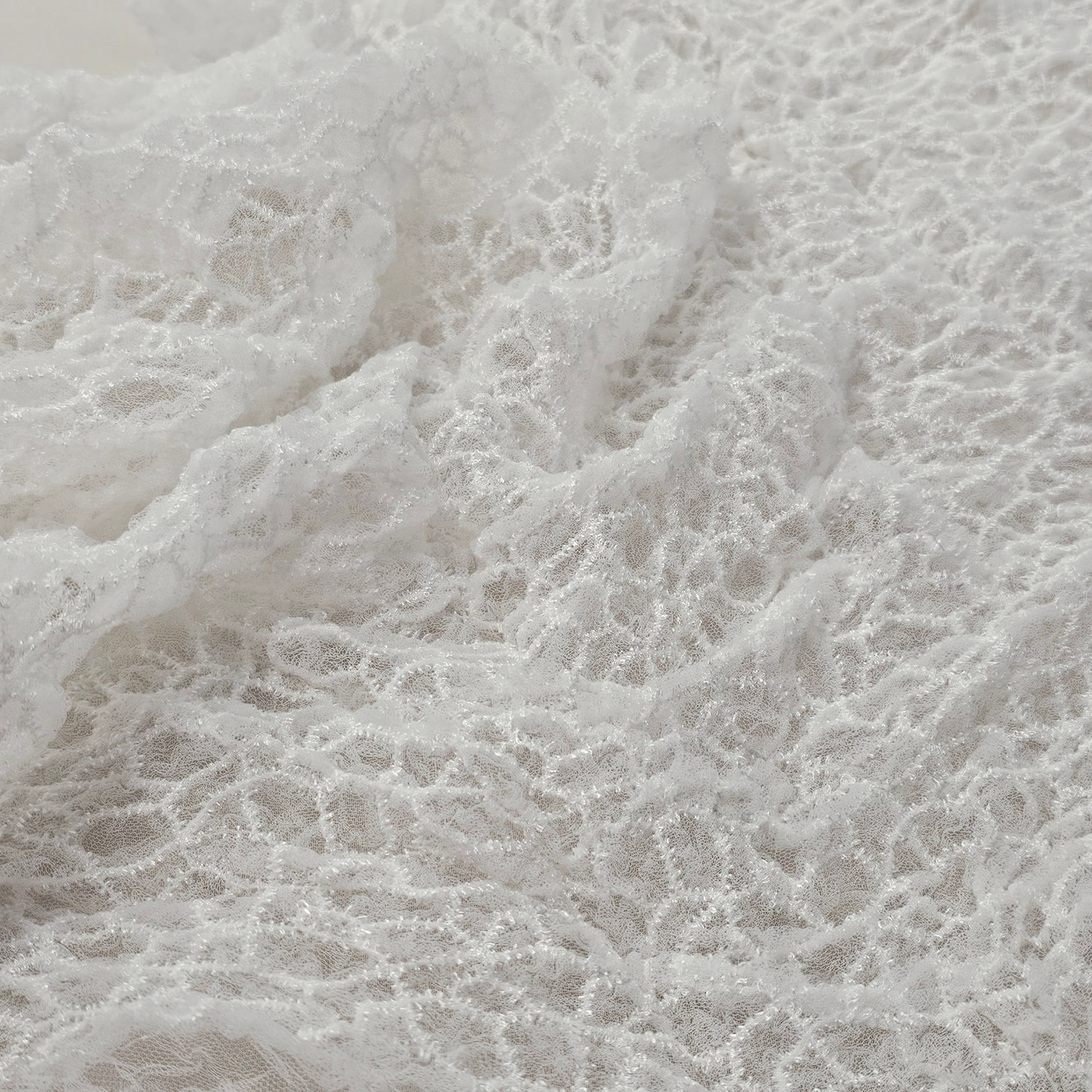 Elastic Crushed Tulle Off White | Silk World Premium Fabrics