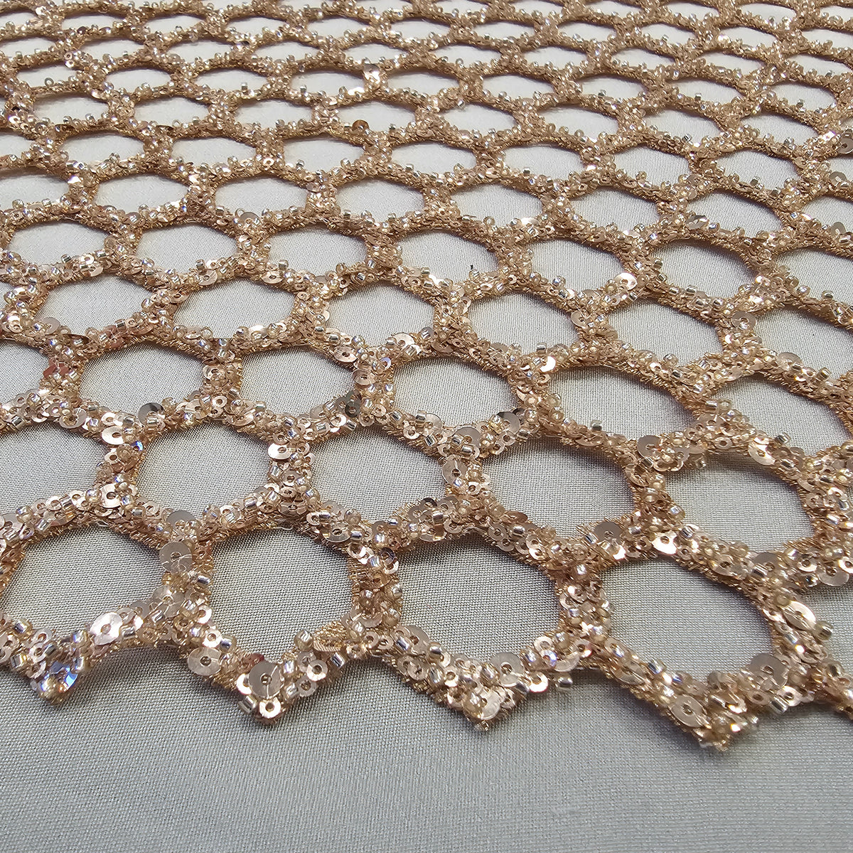 Sequined Honeycomb Net LV13194 Copper – Silk World