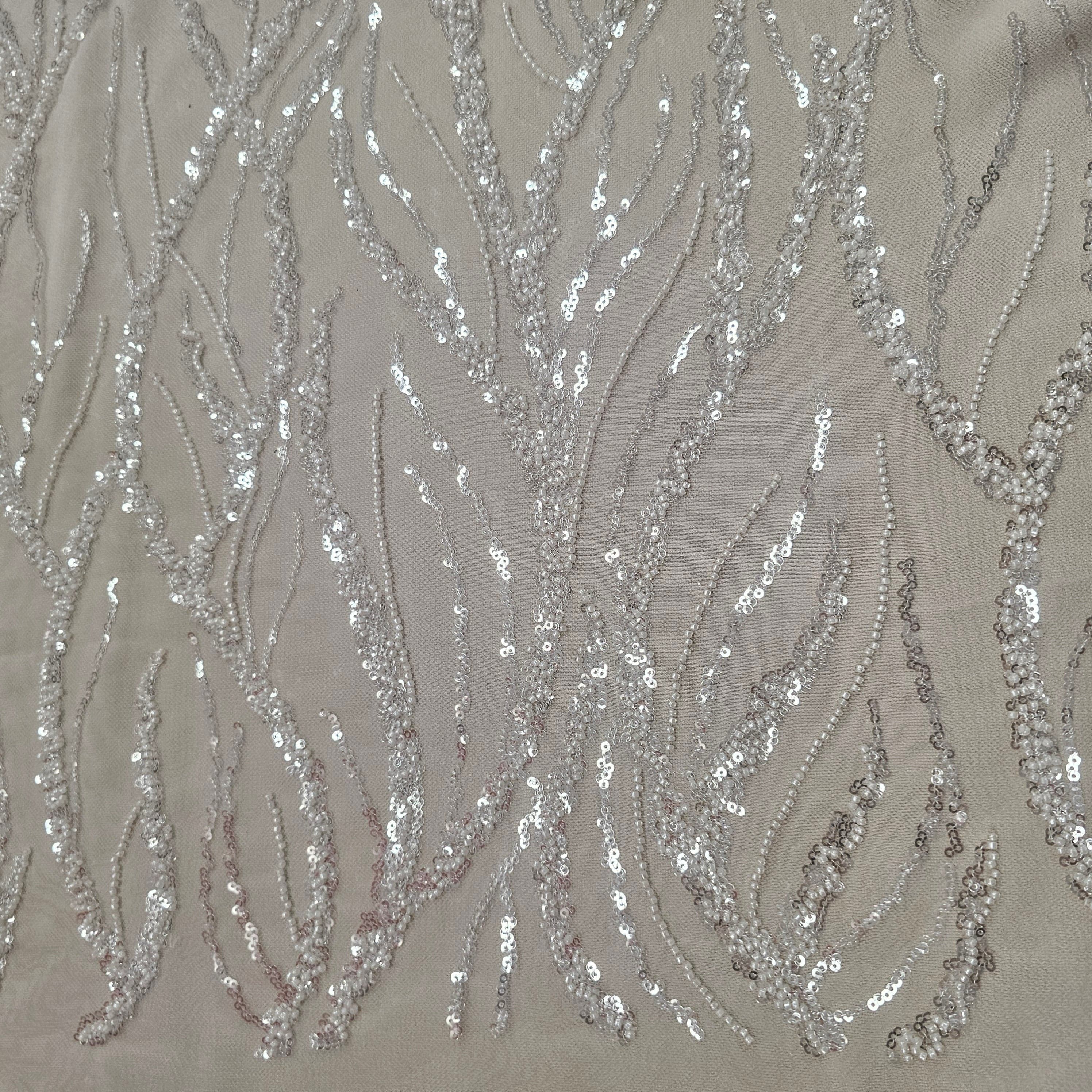 Embellished Tulle (W35112) Ivory | Silk World Fine Fabrics