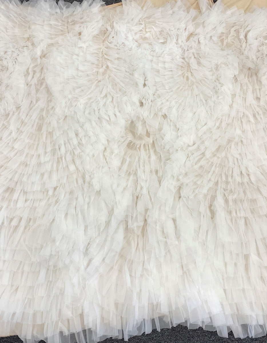 Organza Ruffle Tulle Ivory (E17535) – Silk World