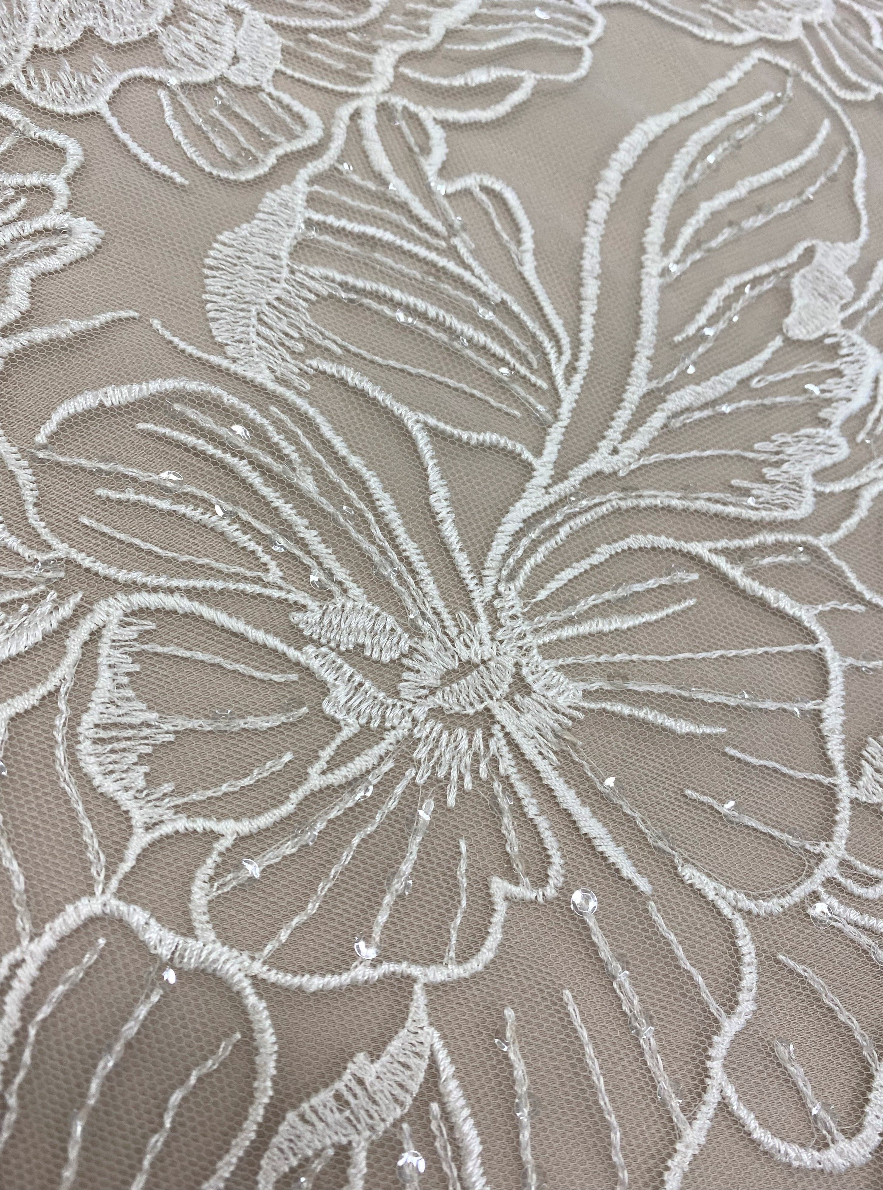 Embellished Tulle (G5249) Ivory – Silk World