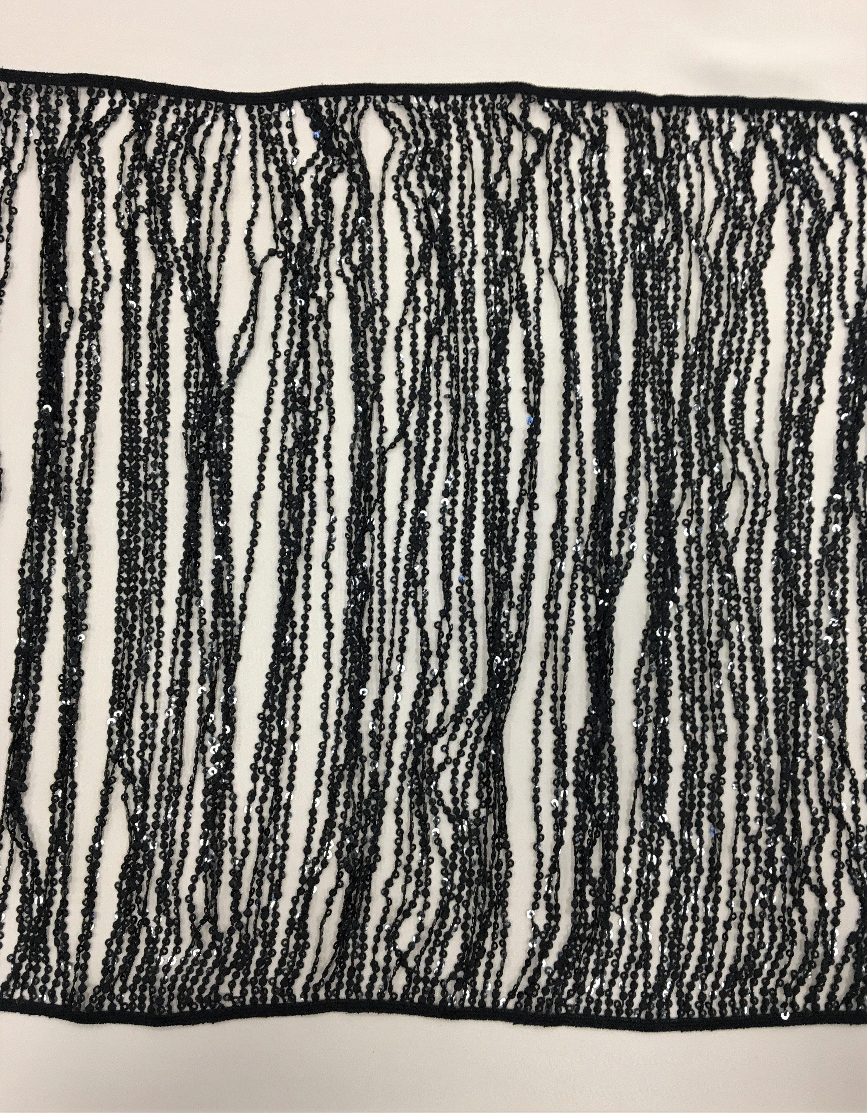 Beaded fringe (W-13427) Black | Wholesale Fabric |Silk World
