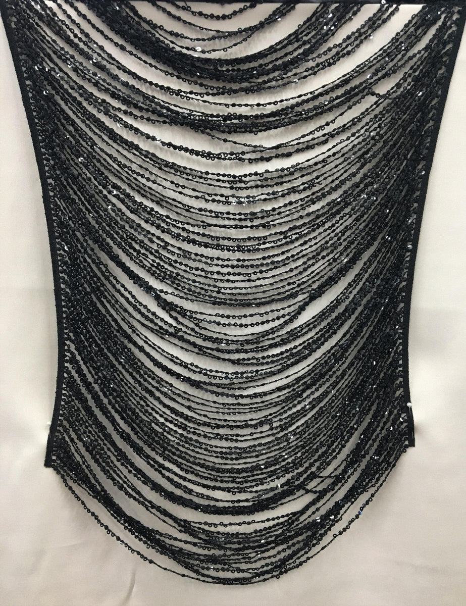 Beaded fringe (W-13427) Black | Wholesale Fabric |Silk World