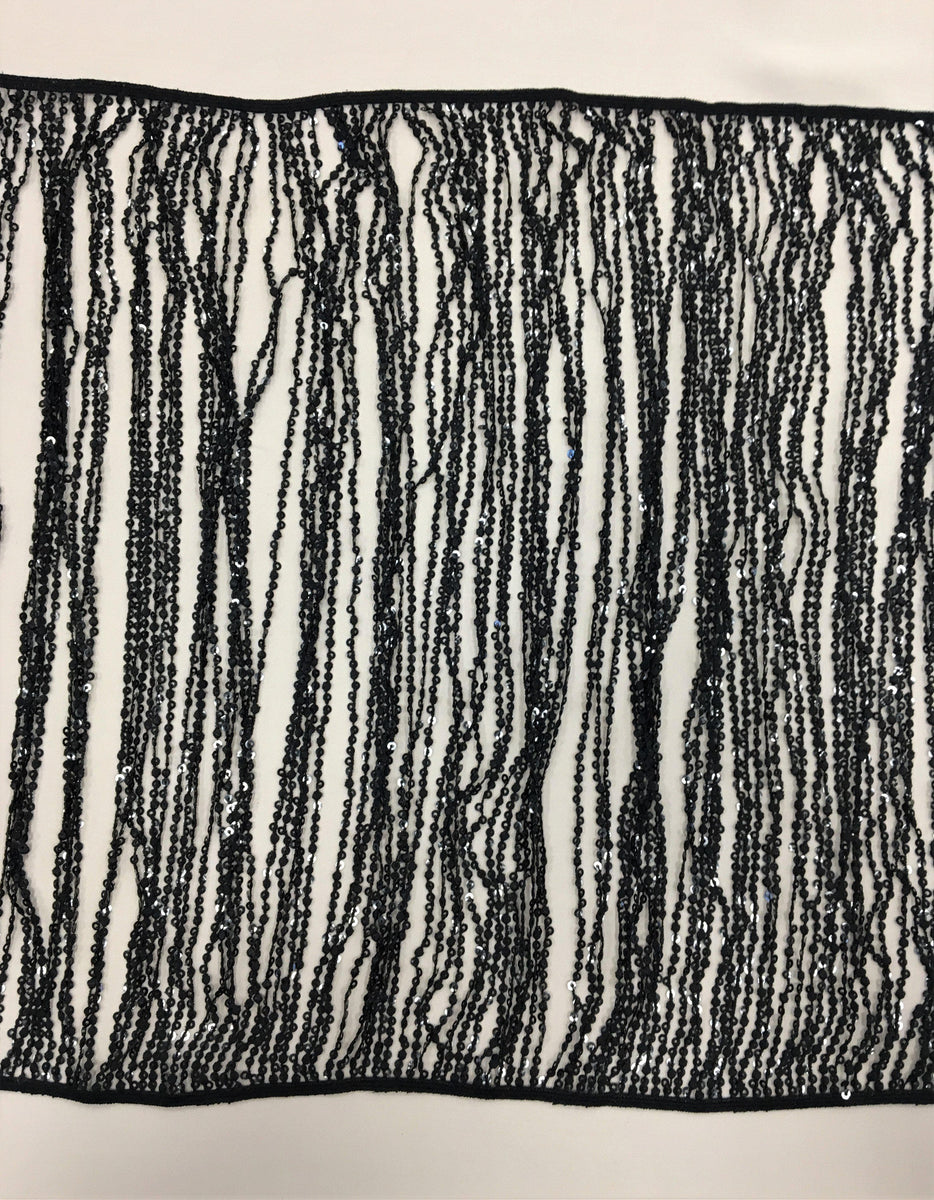 Beaded fringe (W-13427) Black | Wholesale Fabric |Silk World